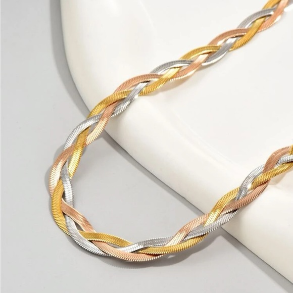Jewelry | Stainless Steel Tricolor Braided Necklace | Poshmark